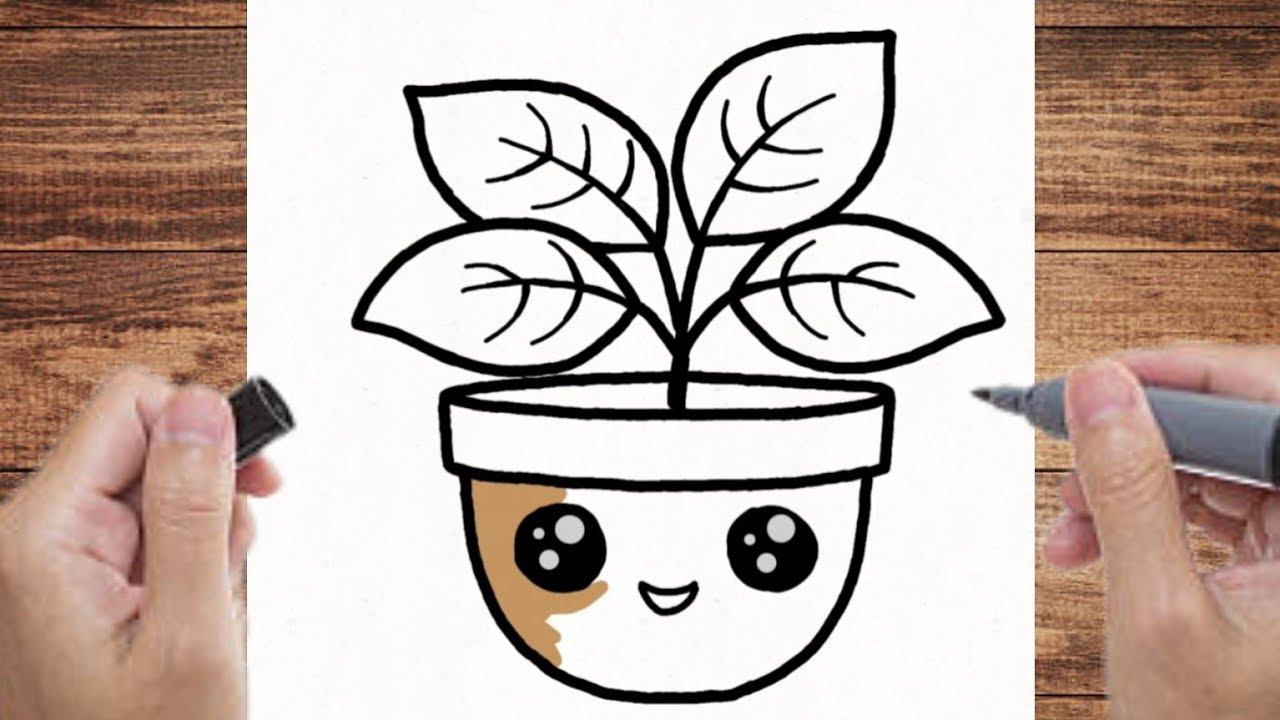 How to draw a cute plant/cute plant easy drawing - YouTube