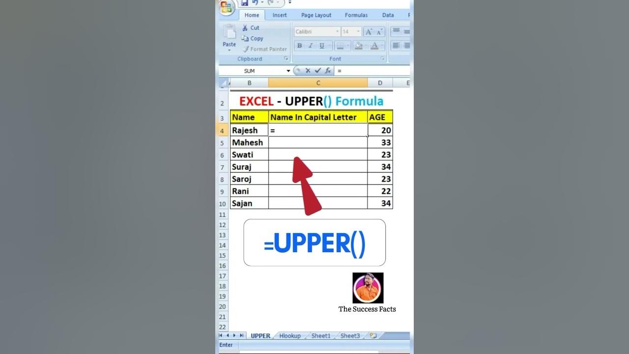 How to use upper Formula#excel#excelshorts #exceltricks#exceltutorial #microsoftexcel #ytshorts ...