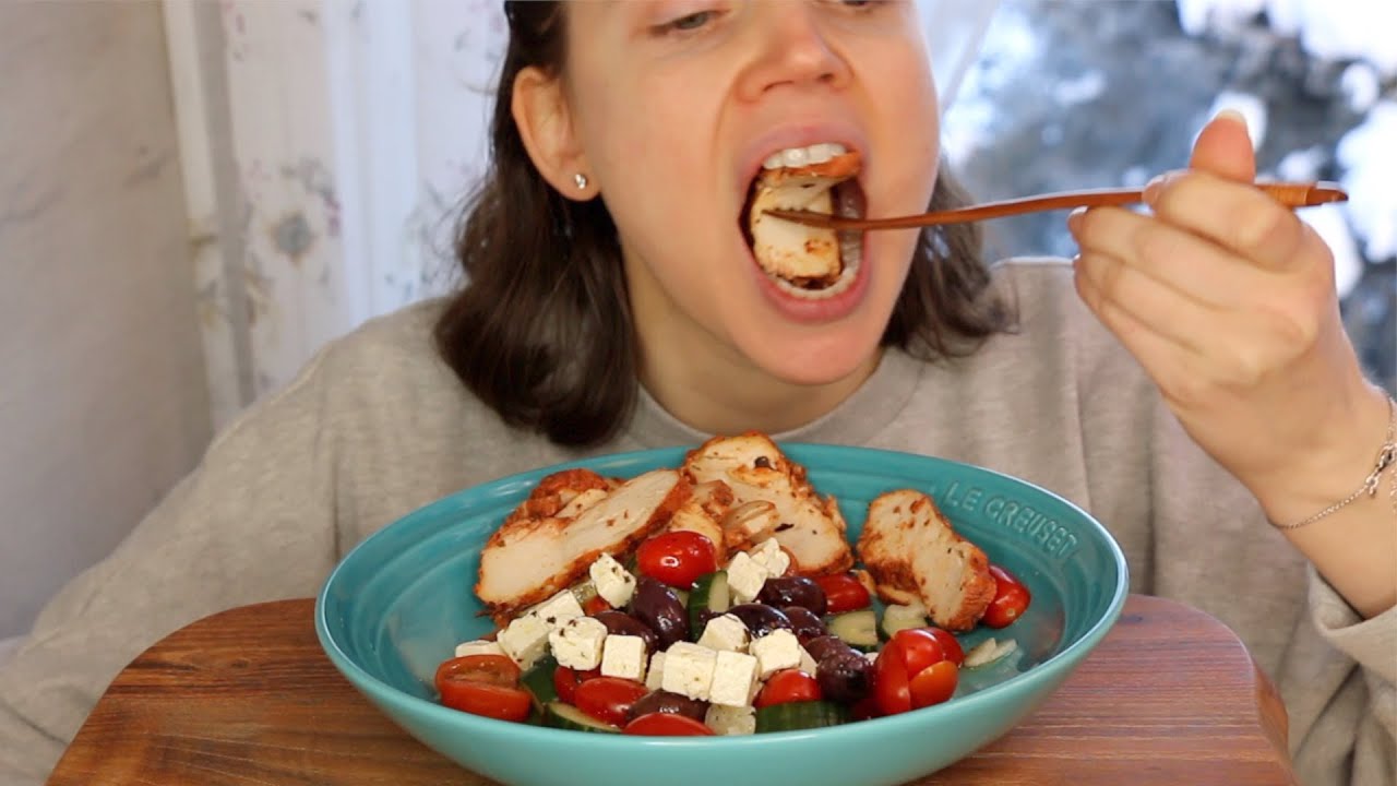 ASMR Eating Sounds | Cheesy Chicken Salad | Mukbang 먹방 (No Talking ...