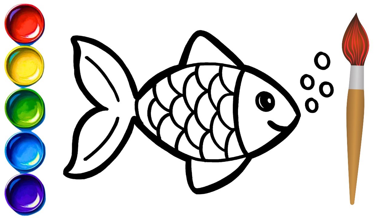 How To Draw Fish | Painting and Coloring for Kids, Toddlers | Learn To ...