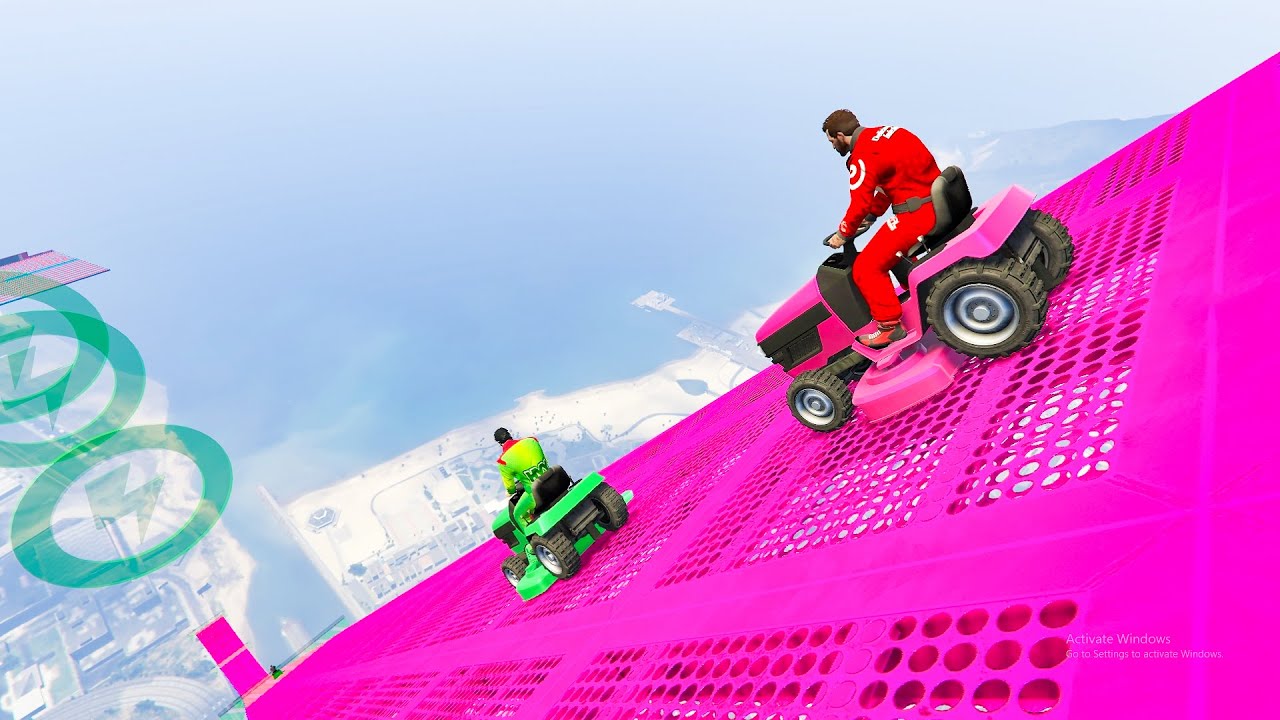 12-Player Down Hill Lawn Mower Stunt Race - GTA V Online Funny Moments ...