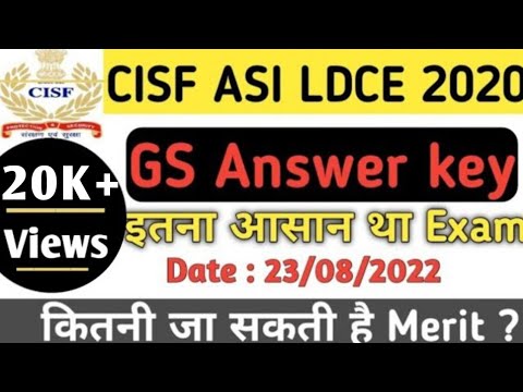 CISF LDCE ASI question paper 2022||CISF LDCE ASI GK 2020 answer key||23 ...