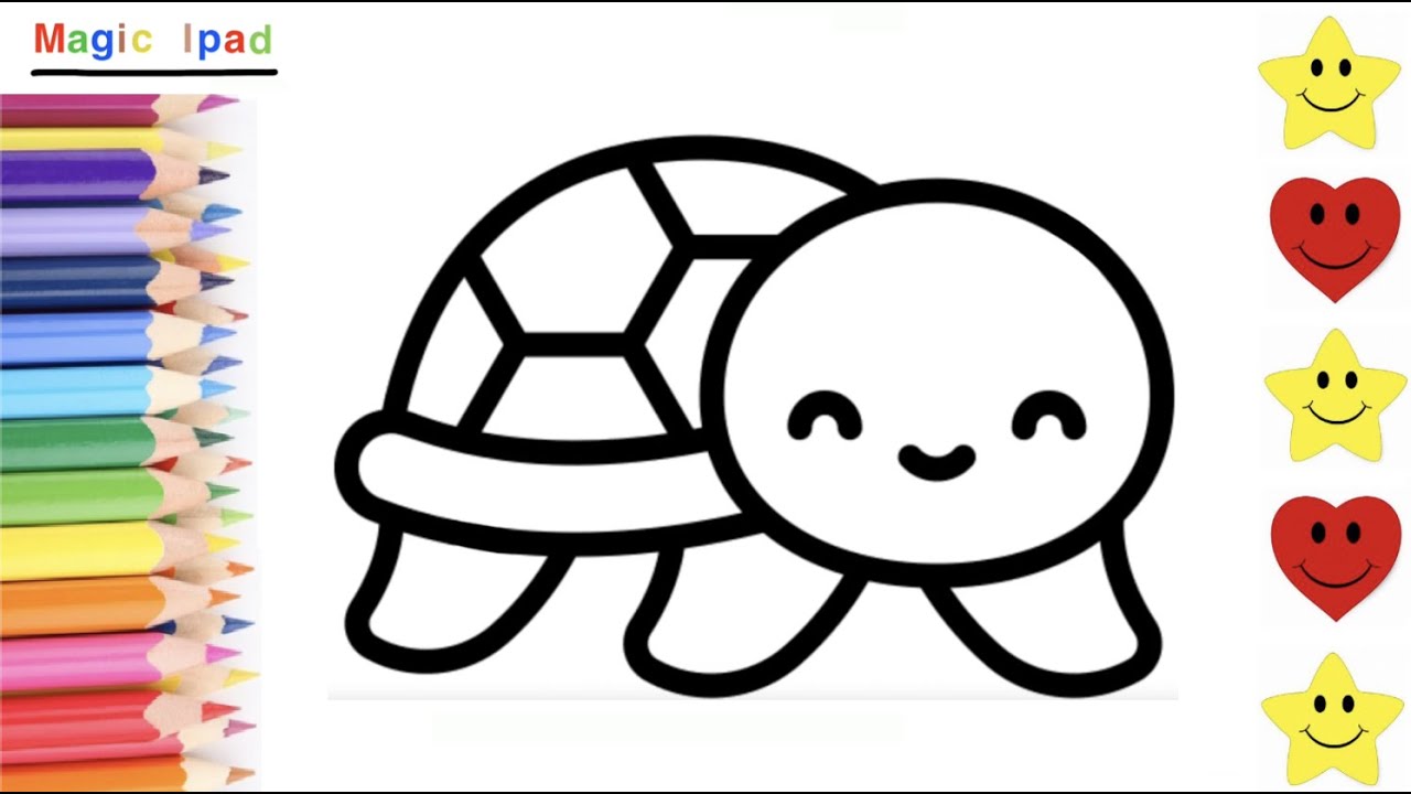Como dibujar una TORTUGA FELIZ | dibujos niños 💓⭐ How to draw a HAPPY ...