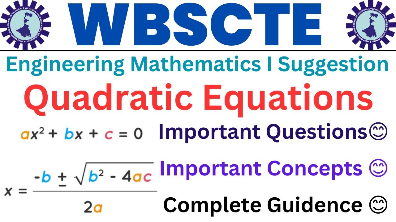 Quadratic Equations | Engineering Mathematics I Suggestion | Diploma ...