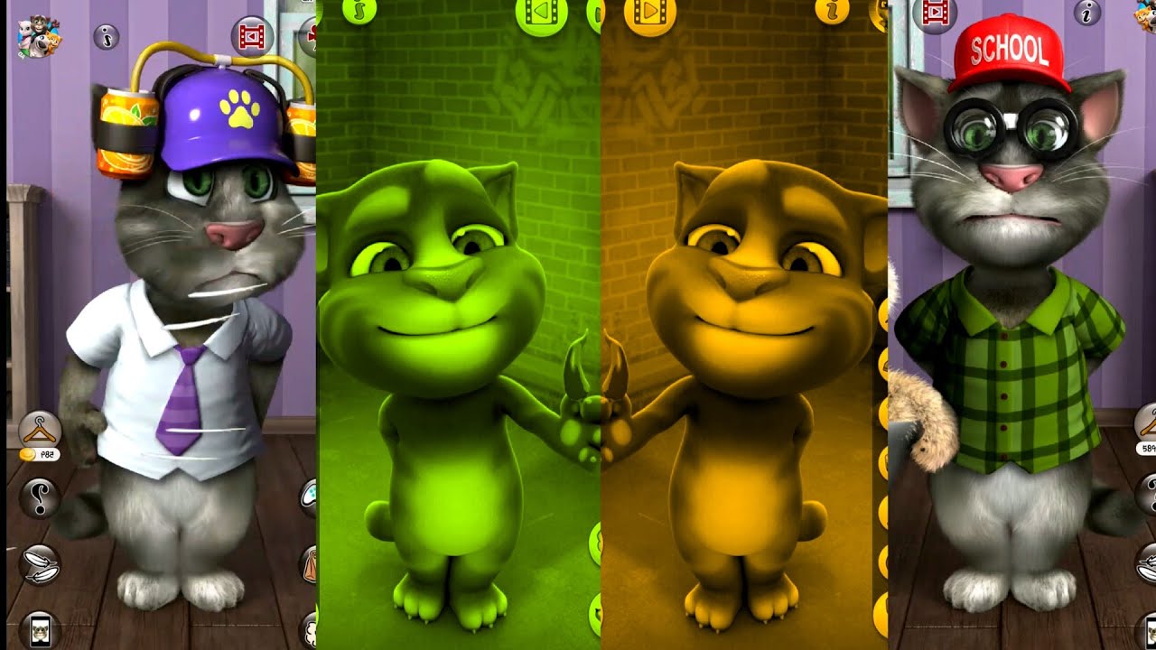 Talking Tom Cat 2 vs Talking Tom Cat _ Funny Colors Videos cartoon game ...