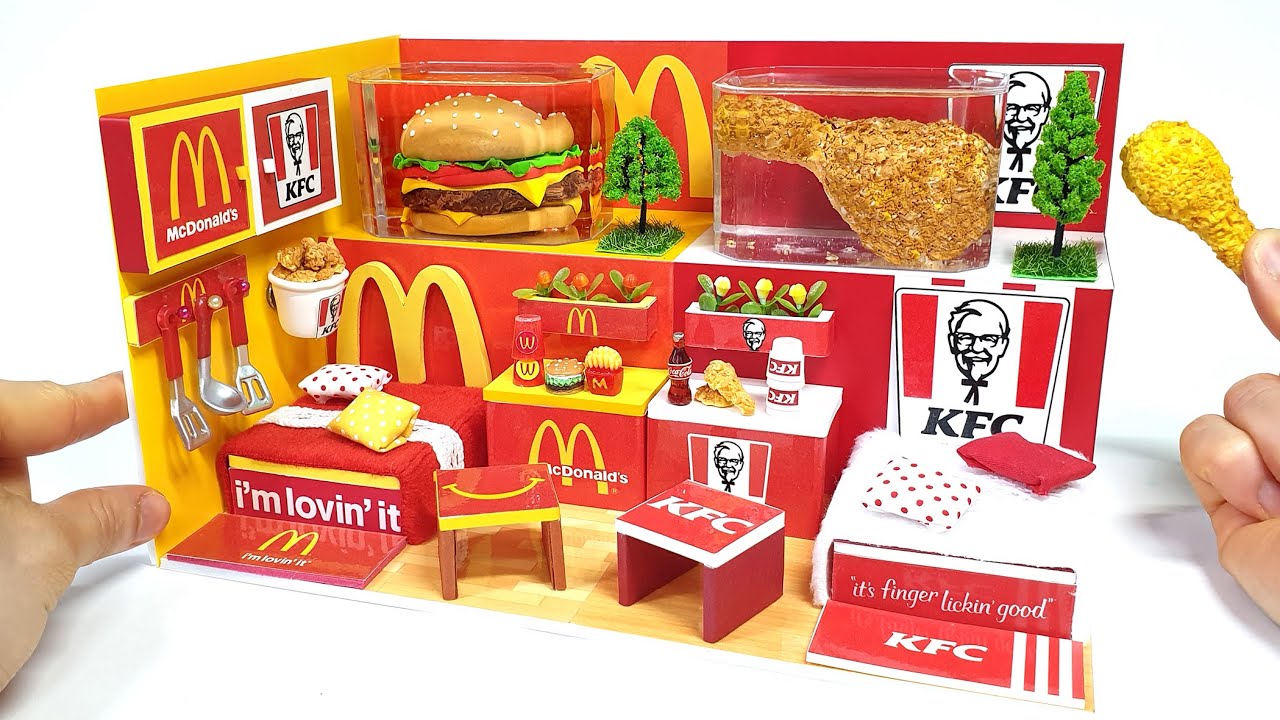 DIY Miniature Mcdonald's VS KFC Card Board House # - Hamburger VS ...