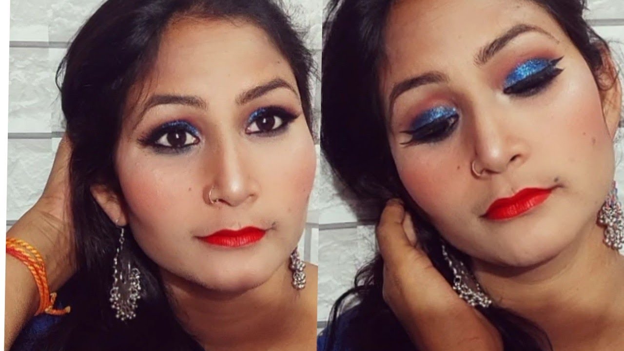 Blue Glitter Smokey Eye Makeup Tutorial Youtube
