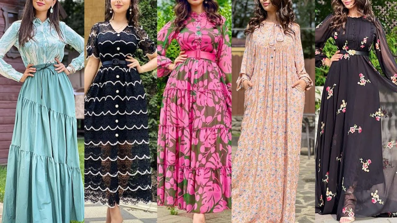 Uzun qilib tikilgan kundalik va oqshom liboslari fasonlari - YouTube