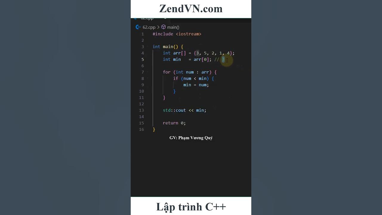 Học C++ - 62 - Tìm phần tử nhỏ nhất trong mảng #laptrinh #hoclaptrinh #cplusplus #cpp #c++ - YouTube
