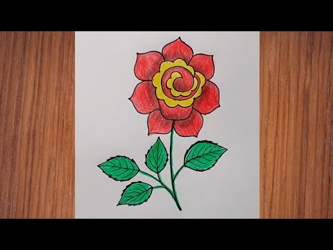 Coloured Flower Drawing | Flower Art | Simple Drawing | Colored Flower ...