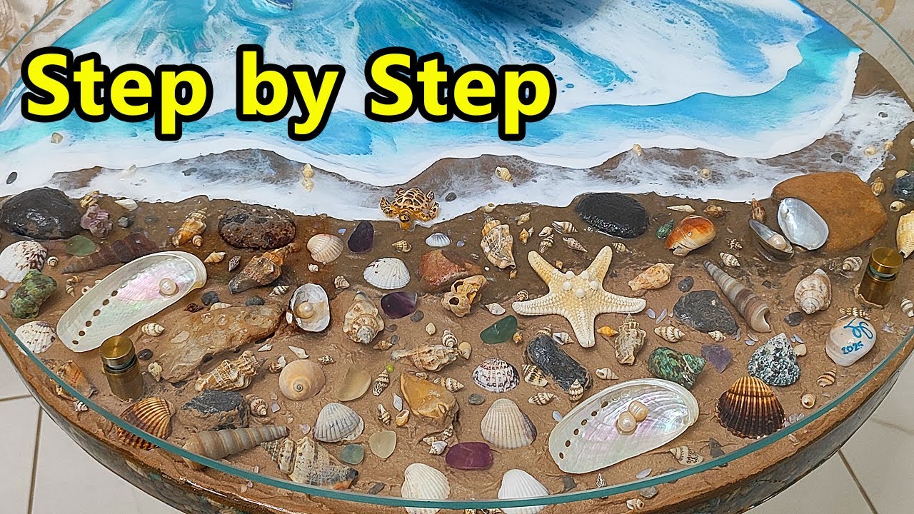 DIY Epoxy Ocean Table with Shells & Pearls | Full Narrated Tutorial ...