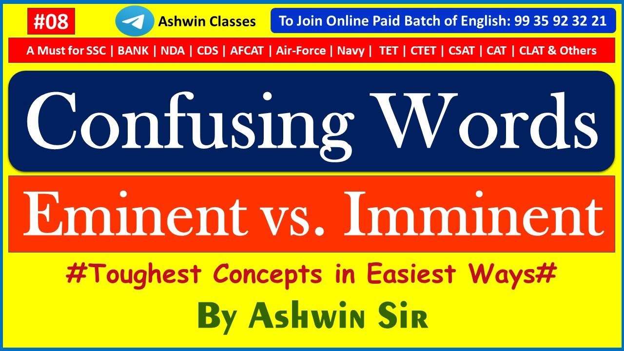 Eminent vs. Imminent || Words Often Confused- 08 || By Ashwin Sir - YouTube