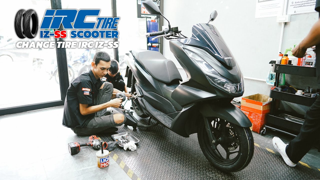 เปลี่ยนยาง HONDA PCX ด้วยยาง irc iz-ss scooter - YouTube