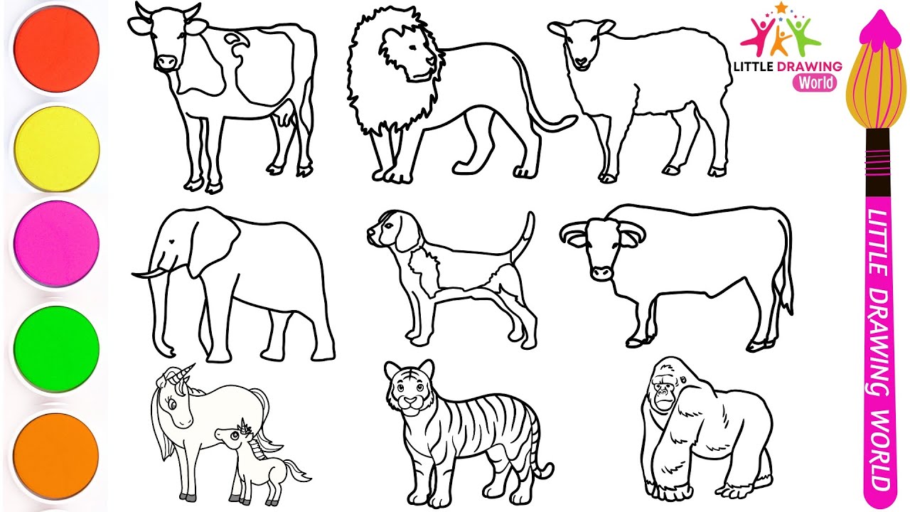 How to draw 9 wild Animals | Easy Step by Step Tutorial 🐘🐅🦄 - YouTube