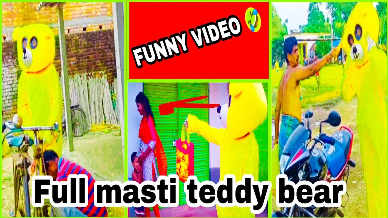 Full masti on teddy 🤣🤣 ।। funny video with Tedd bear 🧸teddy bear funny ...