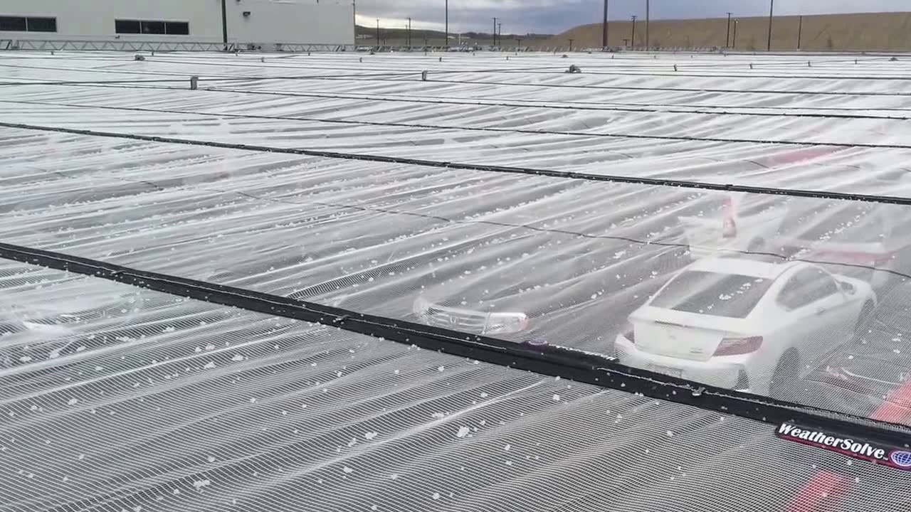 WeatherSolve Structures retractable hail canopy - YouTube
