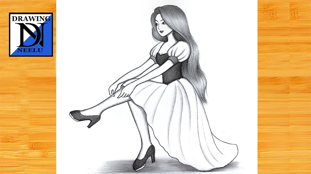 How to draw a easy sitting Girl -Drawing easy || Pencil sketch for ...