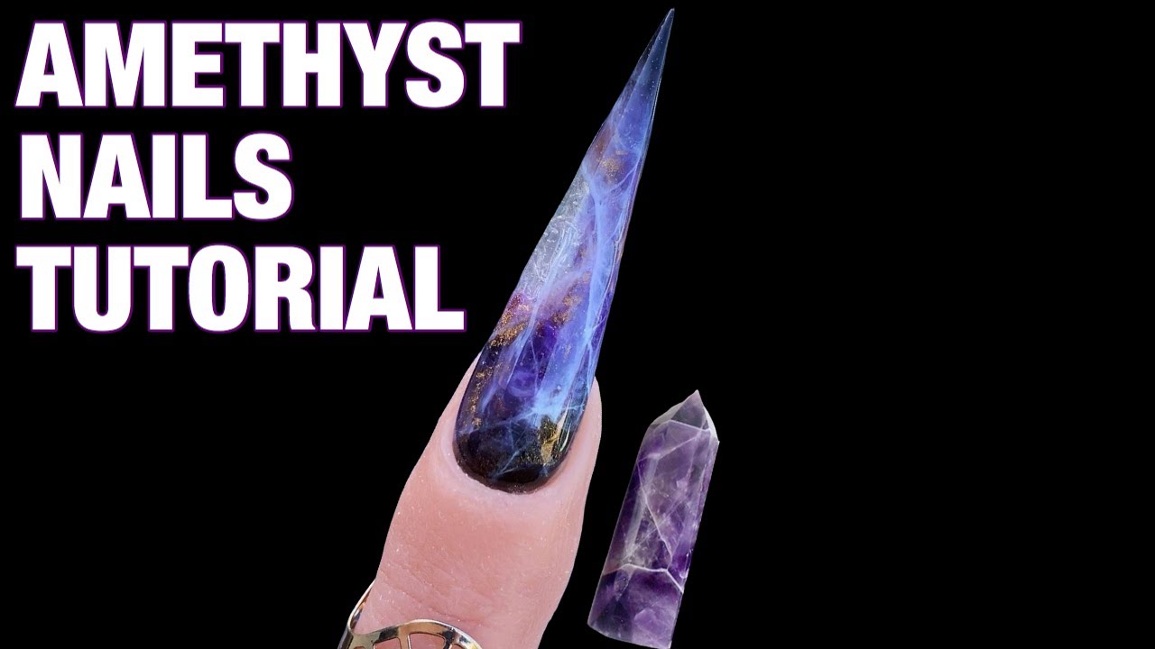 HOW TO: REALISTIC AMETHYST CRYSTAL NAILS TUTORIAL | PURPLE QUARTZ NAIL ART | NAILS FASCINATION ...