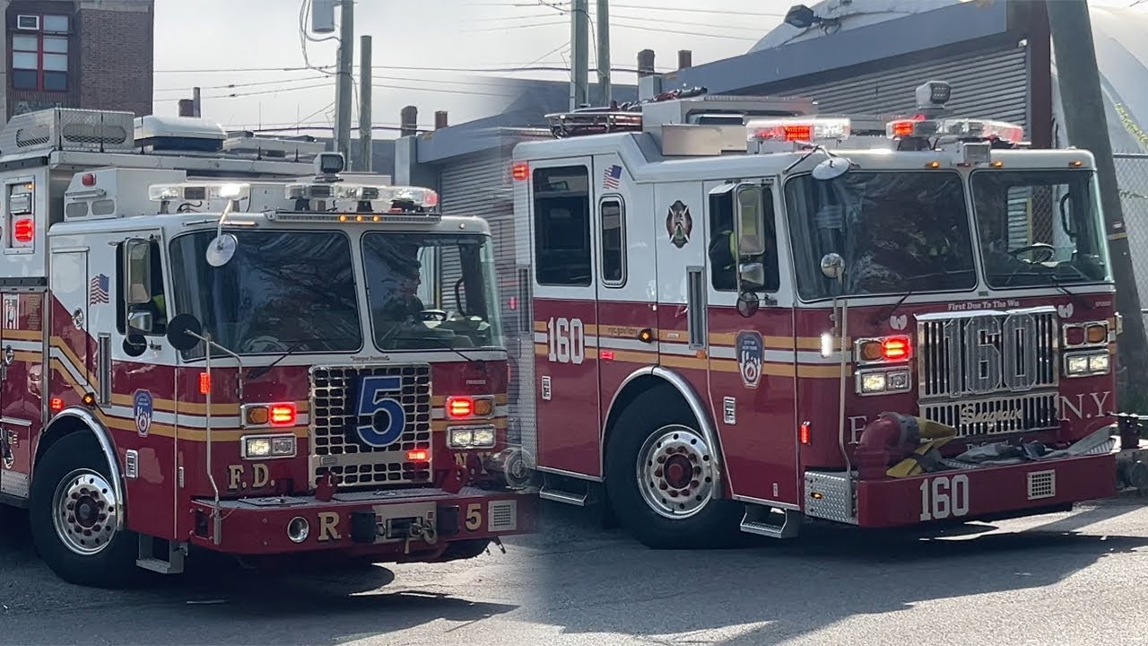 **REAL Q2B** FDNY Rescue 5 & Engine 160 responding to a report of a ...