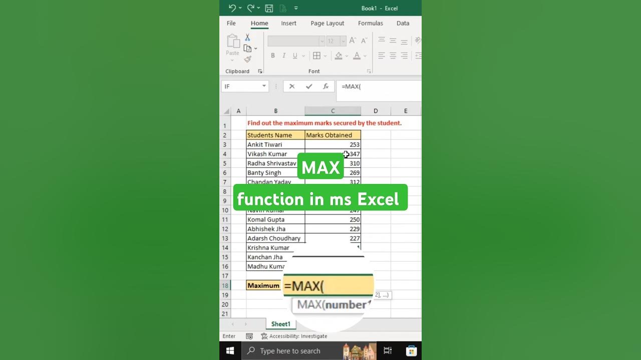 How to use Max function in Excel - YouTube