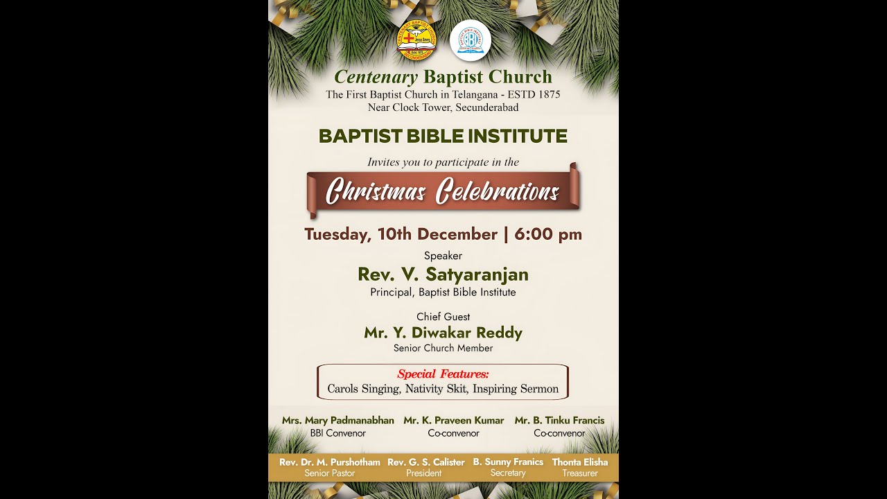 Live |BBI [ Baptist Bible Institute] Christmas Program | CBC ...