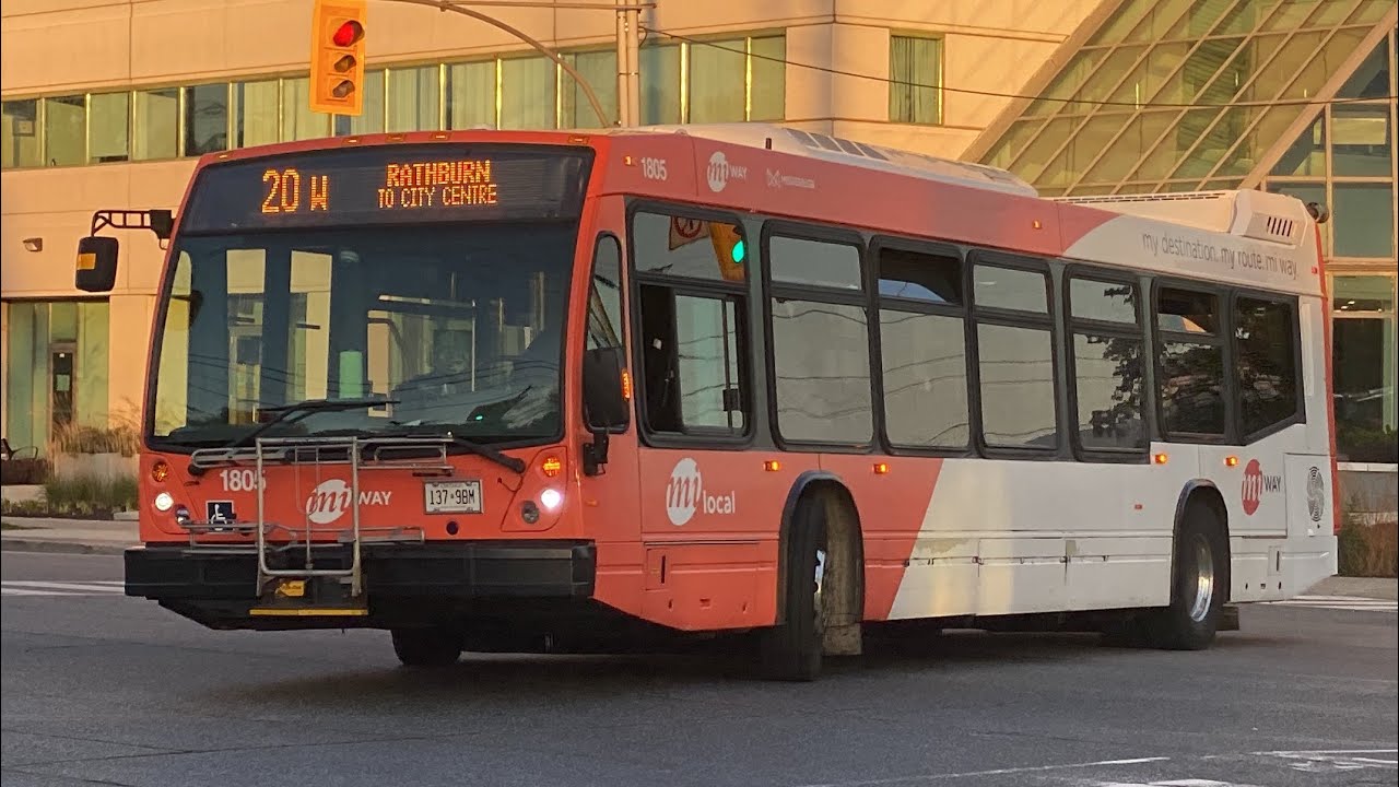 MiWay | 2018 Novabus LFS 1805 Route 20W Rathburn to City Centre - YouTube