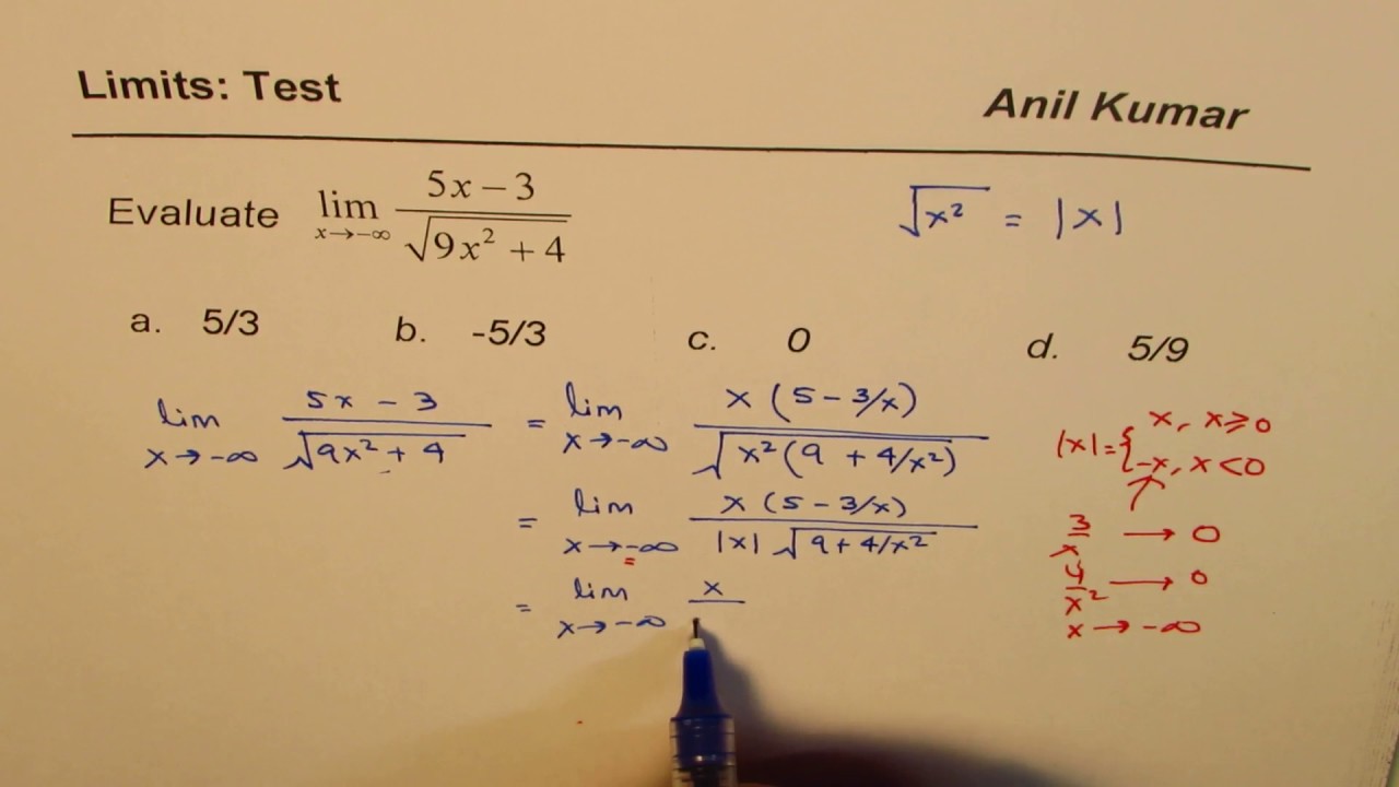 IMPORTANT Limit At Infinity With Radical Mixed Square Root Function important-limit-at-infinity-with-radical-mixed-square-root-function