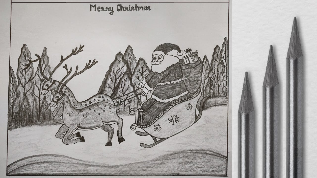 Christmas Scenery Drawing Santa Claus Easy - Drawing Santa Claus with ...