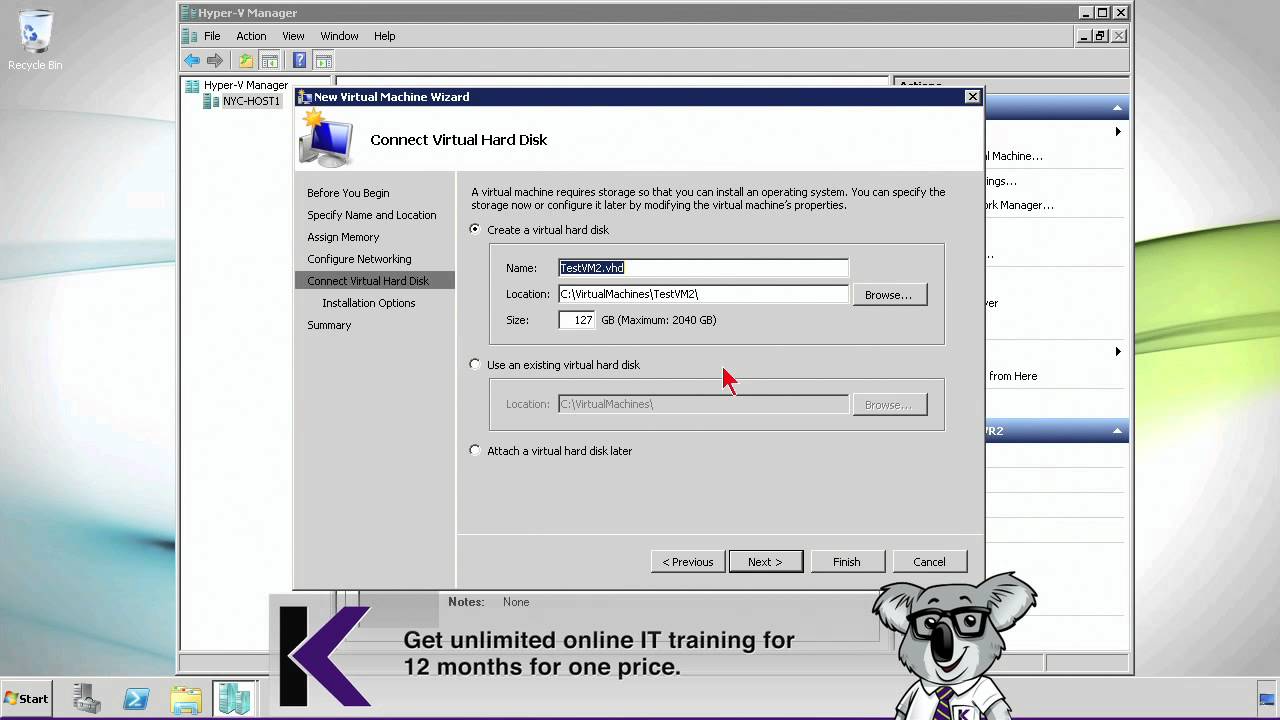 Microsoft Server Virtualization Tutorial Training Video Part 3 - K ...