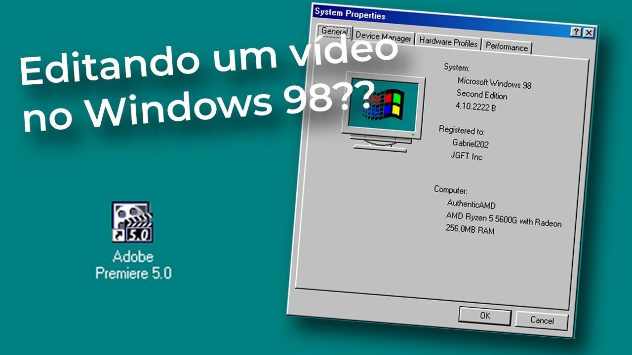 Editando um vídeo no Windows 98 - YouTube