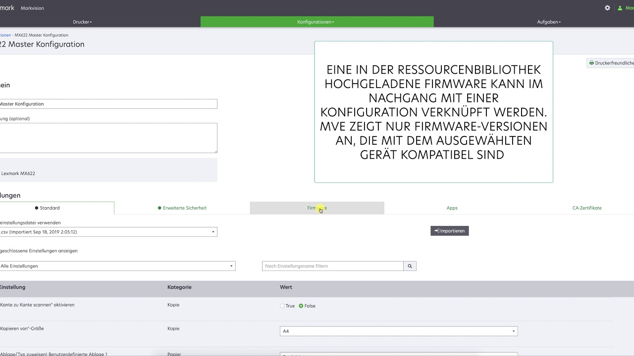 Lexmark Markvision Enterprise 3.4.X - Verteilen von Firmware - YouTube