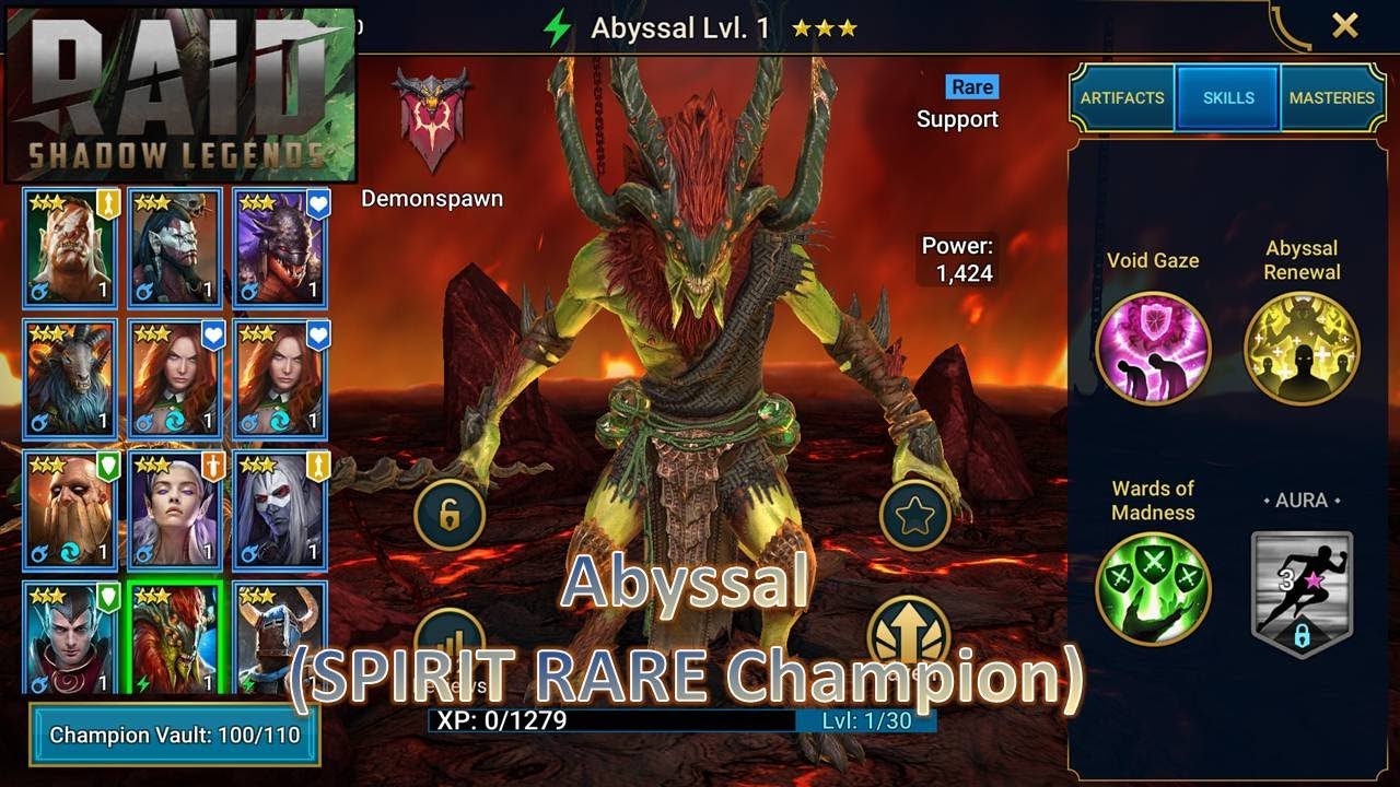 RAID: Shadow Legends - Unlocking Abyssal (SPIRIT RARE Champion) - YouTube