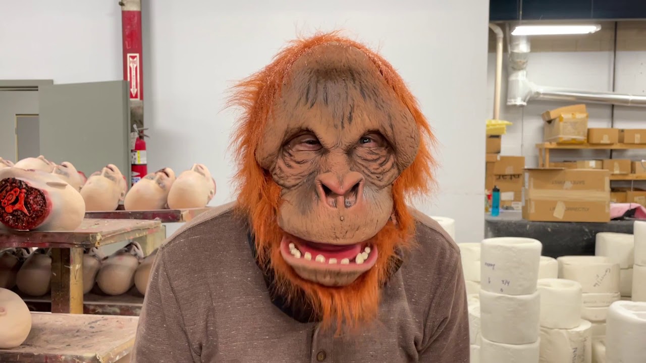 Super Action Orangutan Latex Face Mask with Moving Mouth - YouTube