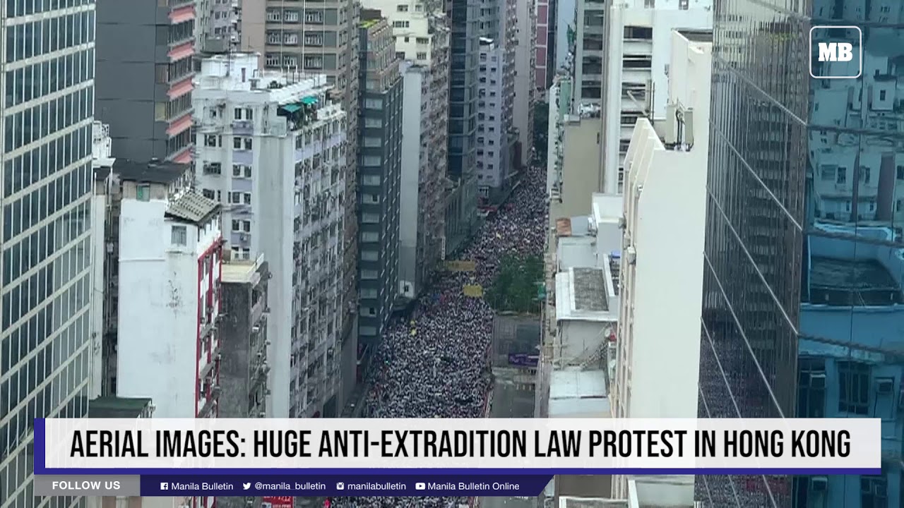 Aerial images: Huge anti-extradition law protest in Hong Kong - YouTube