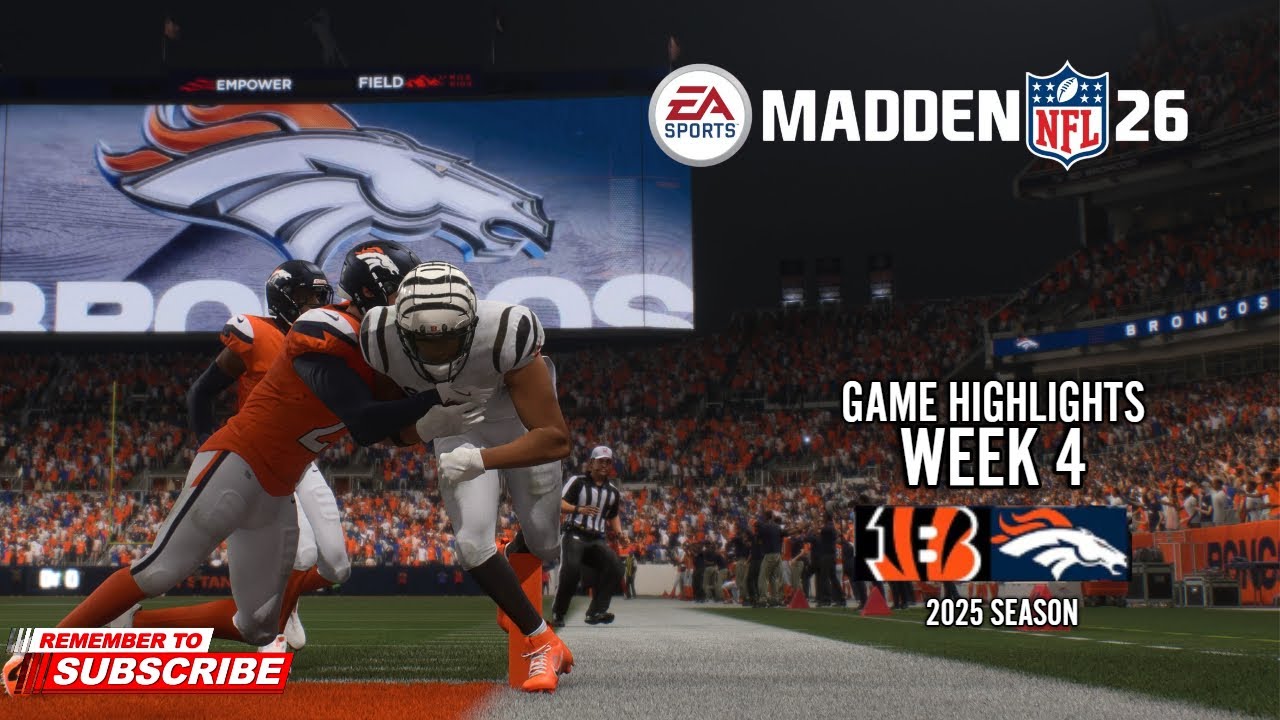 Broncos vs Bengals | Madden 26 Week 4 Game Highlights Simulation - YouTube