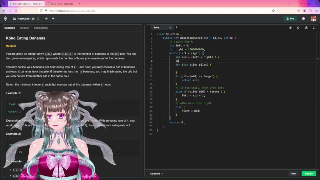 NeetCode: Koko Eating Bananas | Binary Search (3/7) || AC Codethrough | Java - YouTube