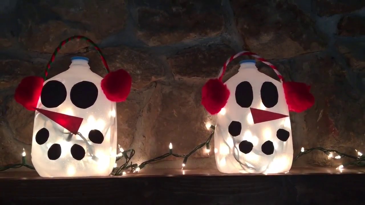 How to make DIY Milk jug winter snowmen - YouTube