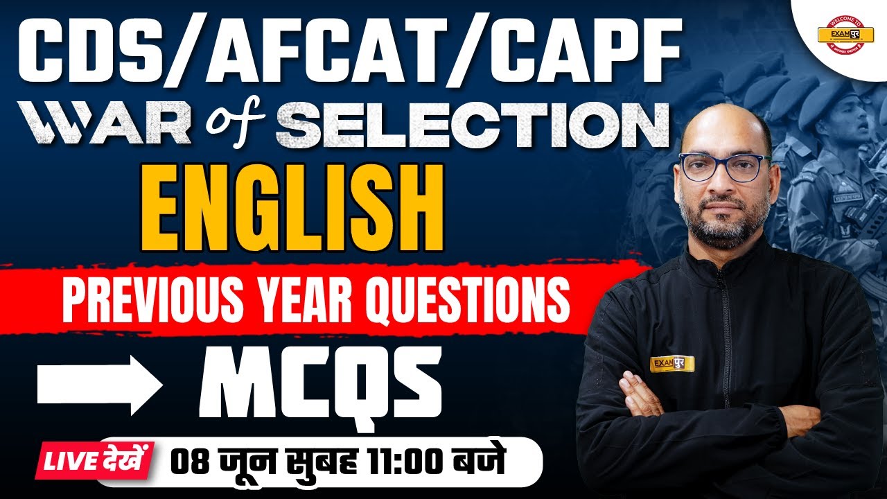 ENGLISH FOR CDS/AFCAT/CAPF 2023 | ENGLISH CLASS | PYQ'S | MCQs ...
