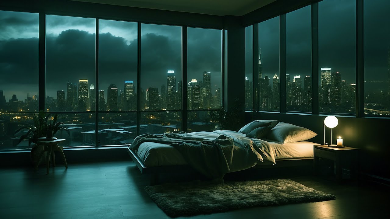 10 Hours of Rain Sounds for Sleeping | Relaxing Cityscape Night Sleep ...