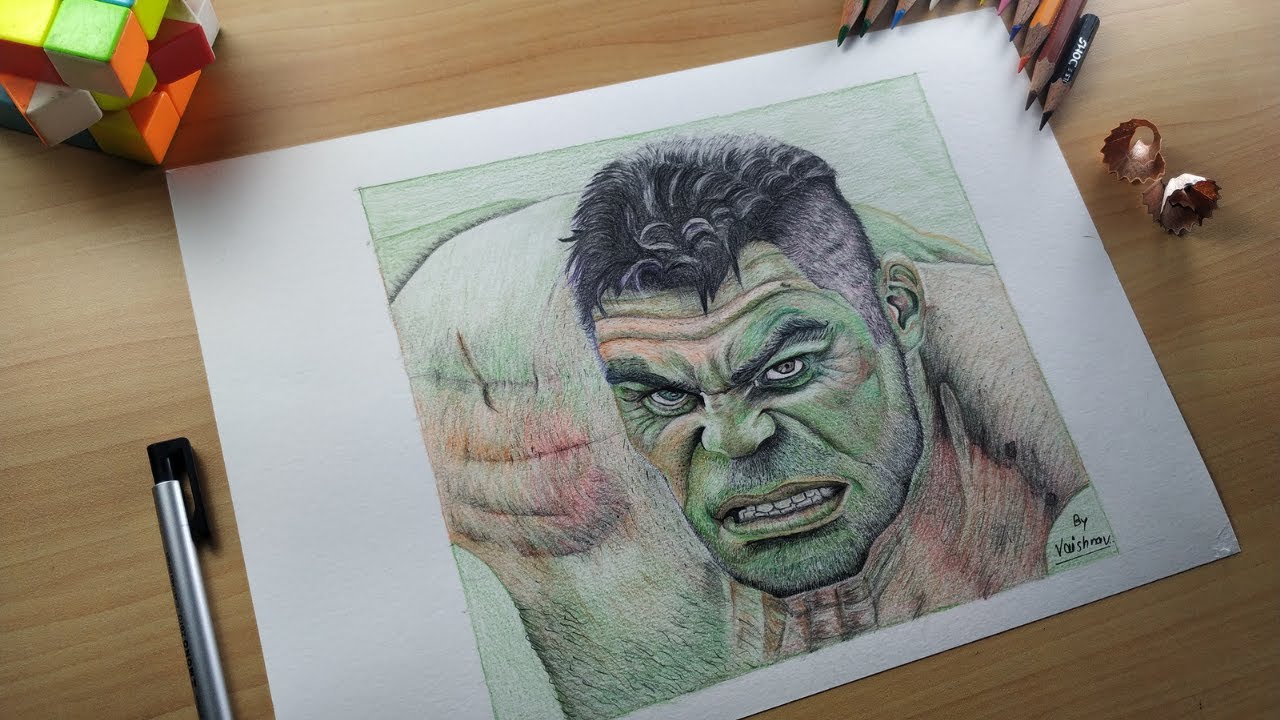 Hulk realistic drawing || Doms (12 shade) colour pencil drawing ...