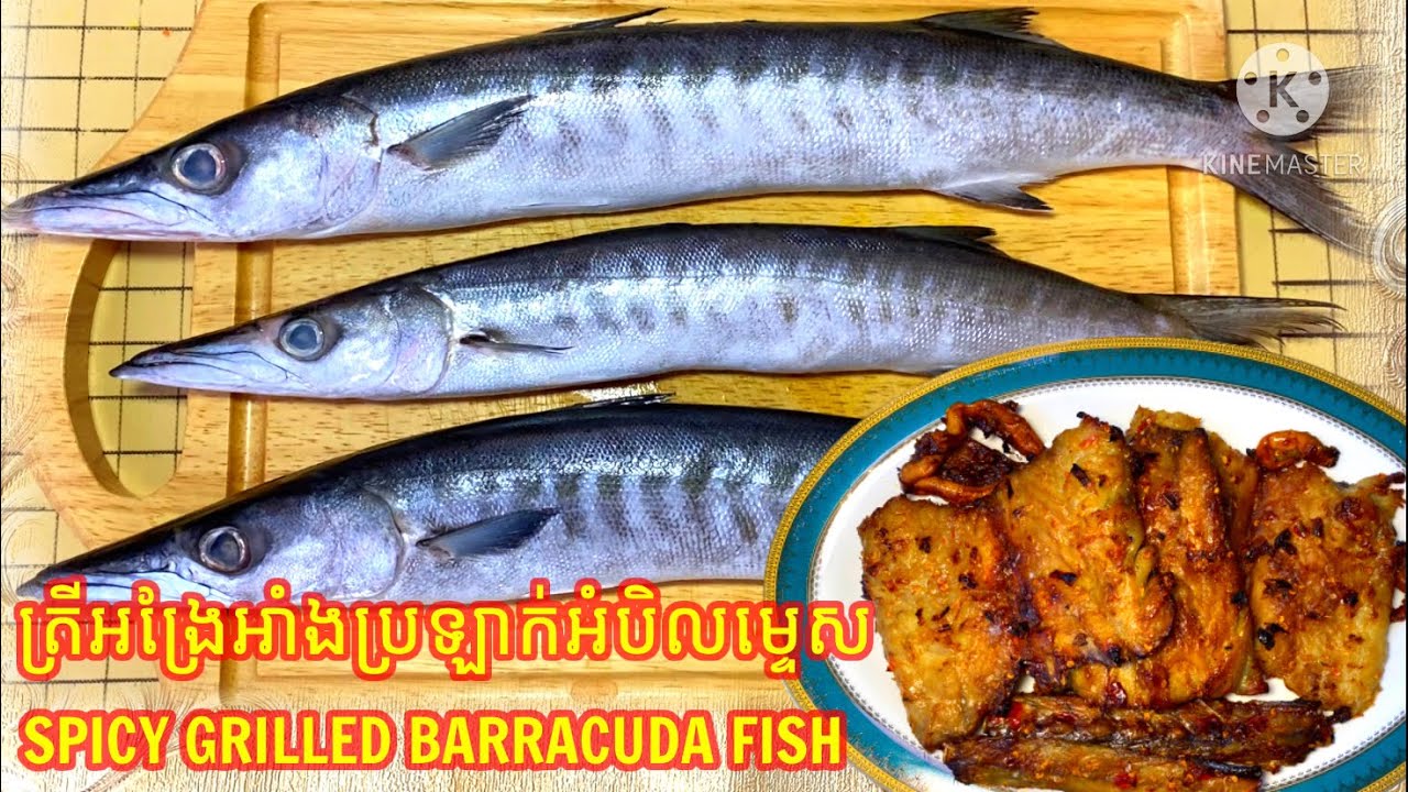 #PichCooking#ត្រីអង្រែប្រឡាក់គ្រឿងអាំង Grilled Barracuda Fish |Pich ...
