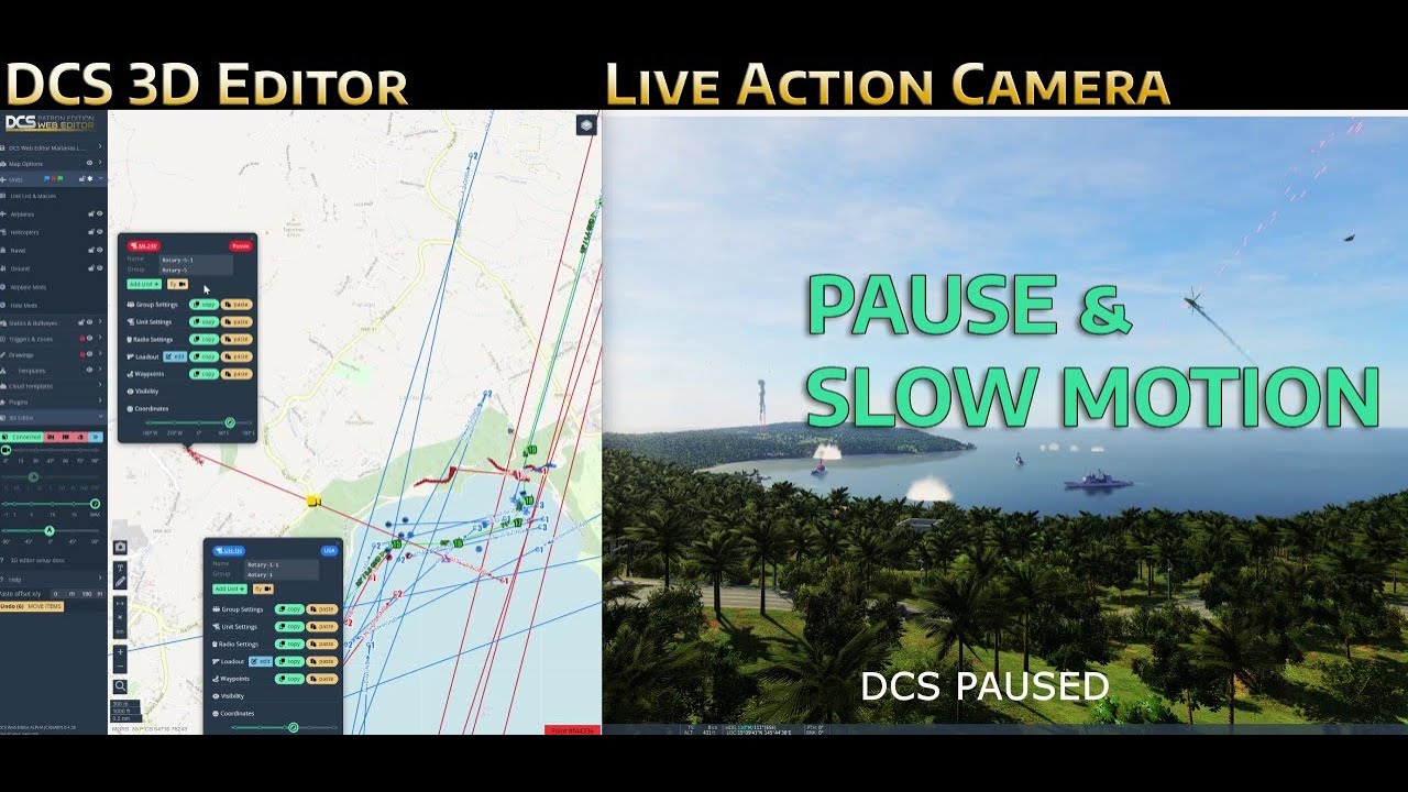 DCS live camera path in pause & slow motion - DCS Web Editor - YouTube