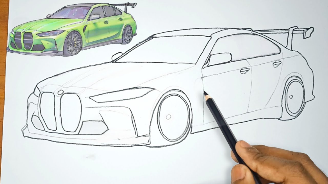 BMW M3 G80 Pencil Drawing | Easy Tutorial | How To Draw BMW Car 🔥 - YouTube