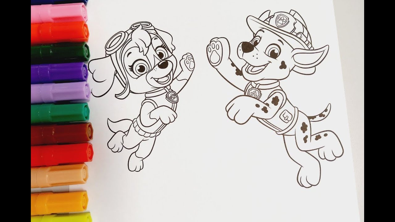Paw Patrol Coloring Book Compilation Rubble Marshall Skye Chase Zuma ...
