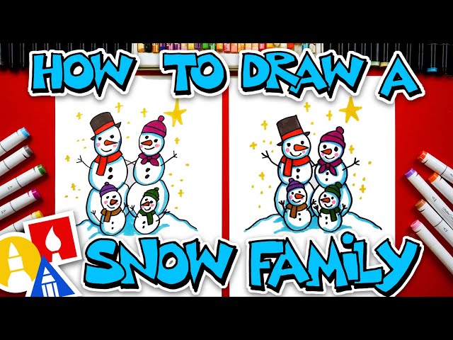 How To Draw A Snow Family - Videos For Kids