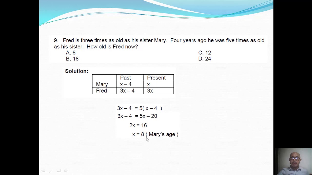 ALGEBRA Age Problems YouTube