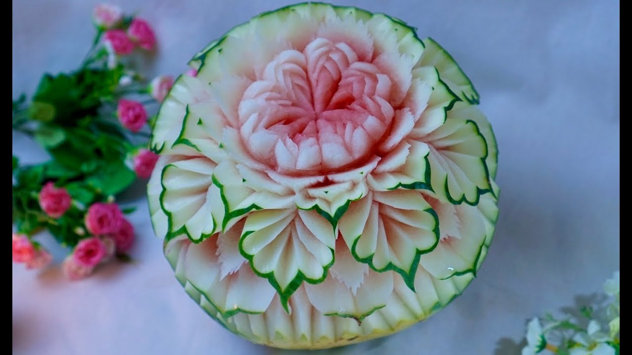 Basic design watermelon carving for beginners | By chef namtarn - YouTube