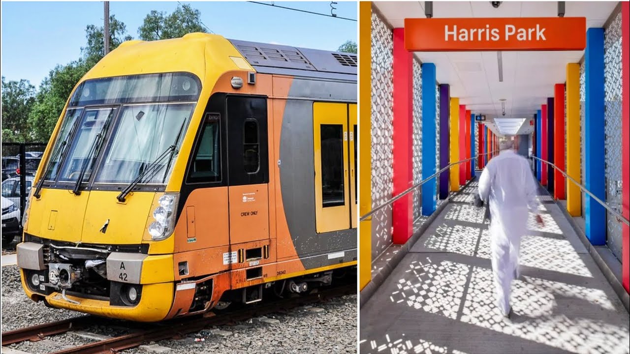 Sydney trains action from Harris park station - overhead view - YouTube