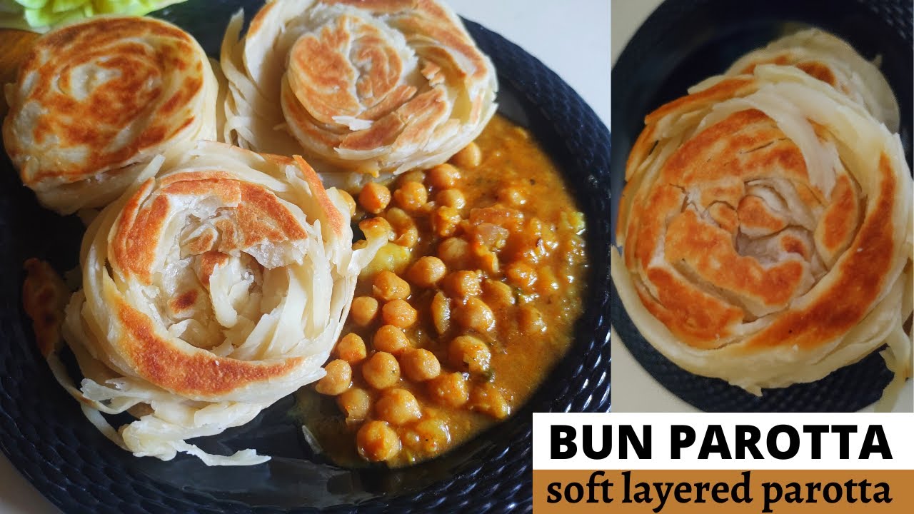 layered paratha | bun parotta | multilayered paratha - YouTube