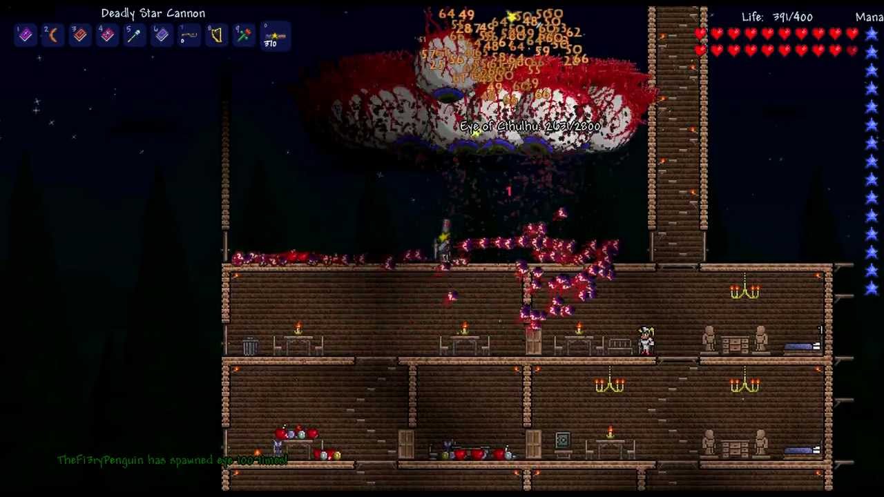 Terraria boss battle 100 eye's of cthulu - YouTube